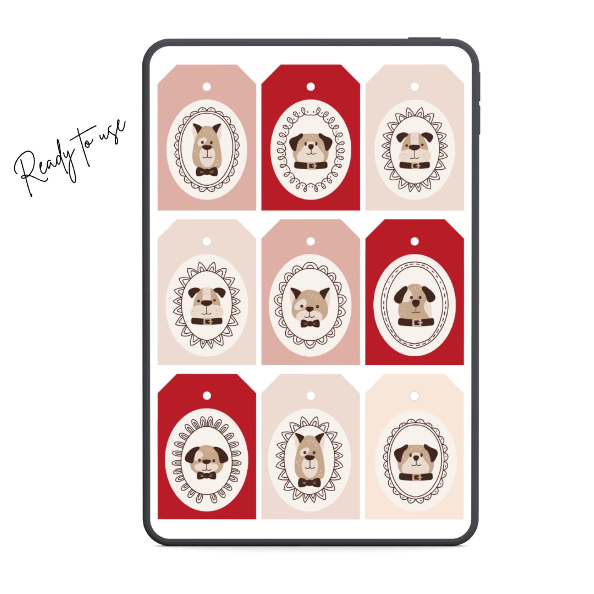 Cute Pet Tag Printable Digital Download, Colorful Dog Cat ID Tags, Pet ...
