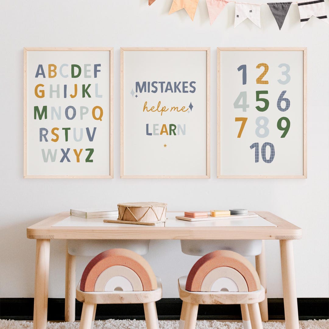ABC 123 Printable Wall Art Set for Kids, Homeschool or Classroom Decor ...