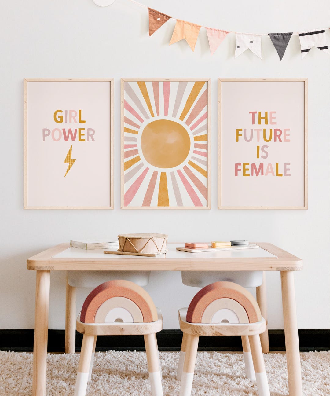 Girl Power Poster Set of 3, GRL PWR Print, Future is Female Wall Art ...