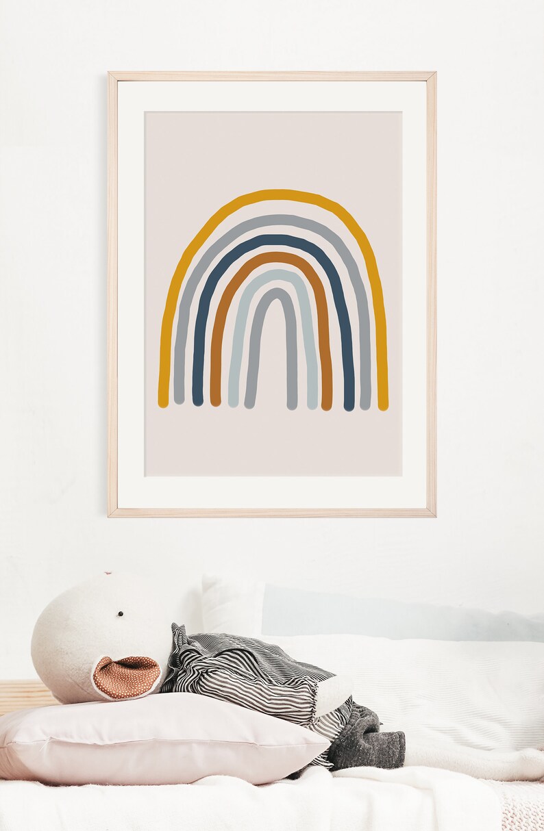 Blue Yellow Rainbow Printable Wall Art Rainbow Nursery Art | Etsy