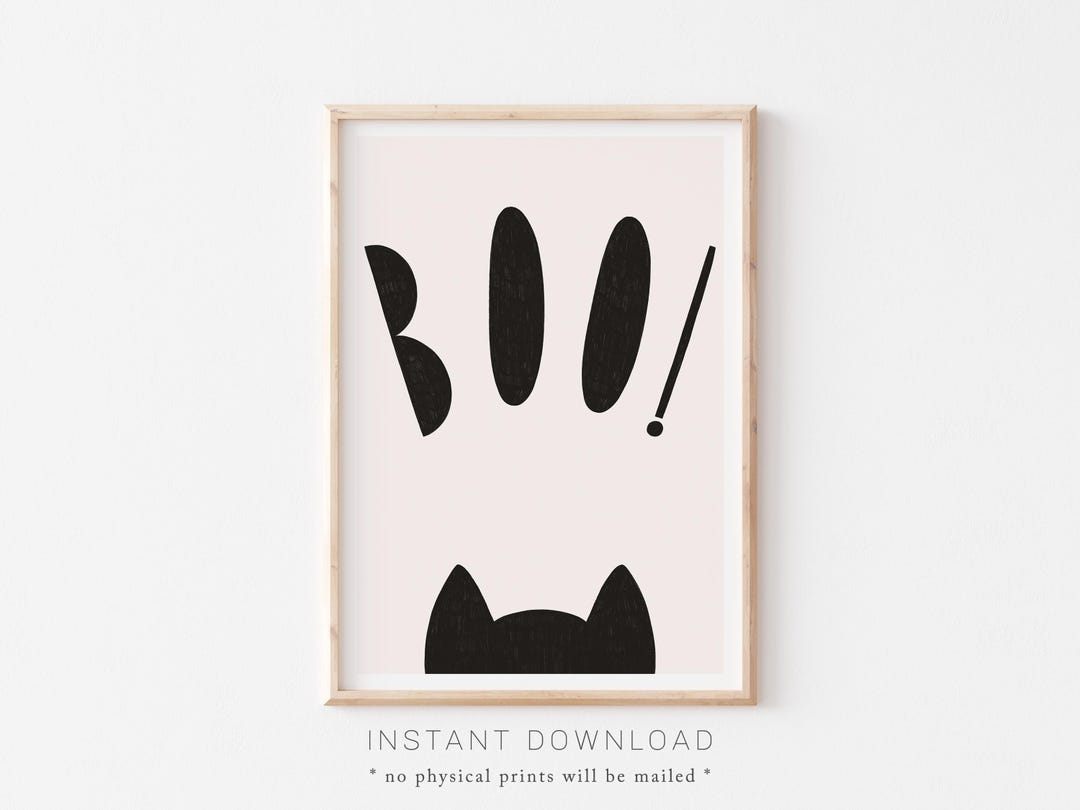 Boo Cat Minimalist Halloween Decor, Boo Cute Printable, Funny Halloween ...