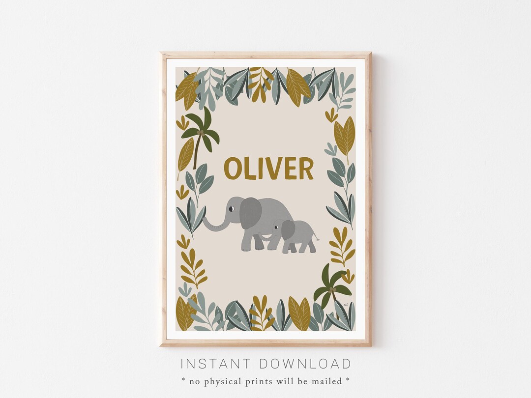 Custom Jungle Animal Name Printable, Boys Name, Baby Nursery Decor ...