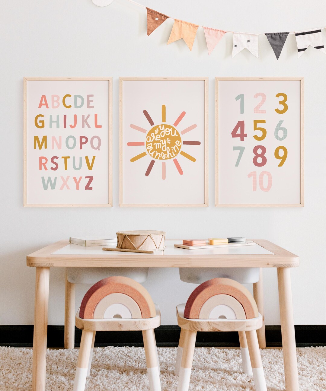 You Are My Sunshine ABC 123 Poster Set - Toddler Learning Wall Art ...