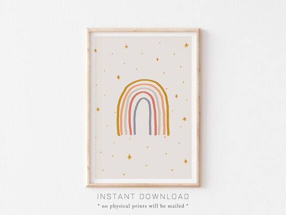 Colorful Rainbow Print Printable Wall Art Nursery Wall Art | Etsy