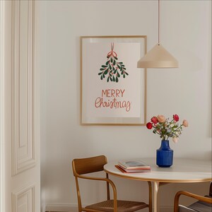 Mistletoe Merry Christmas Printable, Cute Christmas Wall Art, XMAS ...