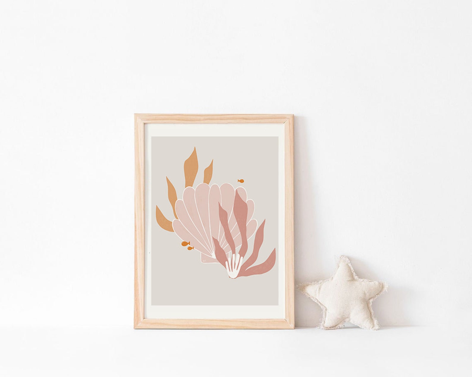 Boho Shell Printable Wall Art, Mermaid Ocean Nursery Wall Decor, Boho ...