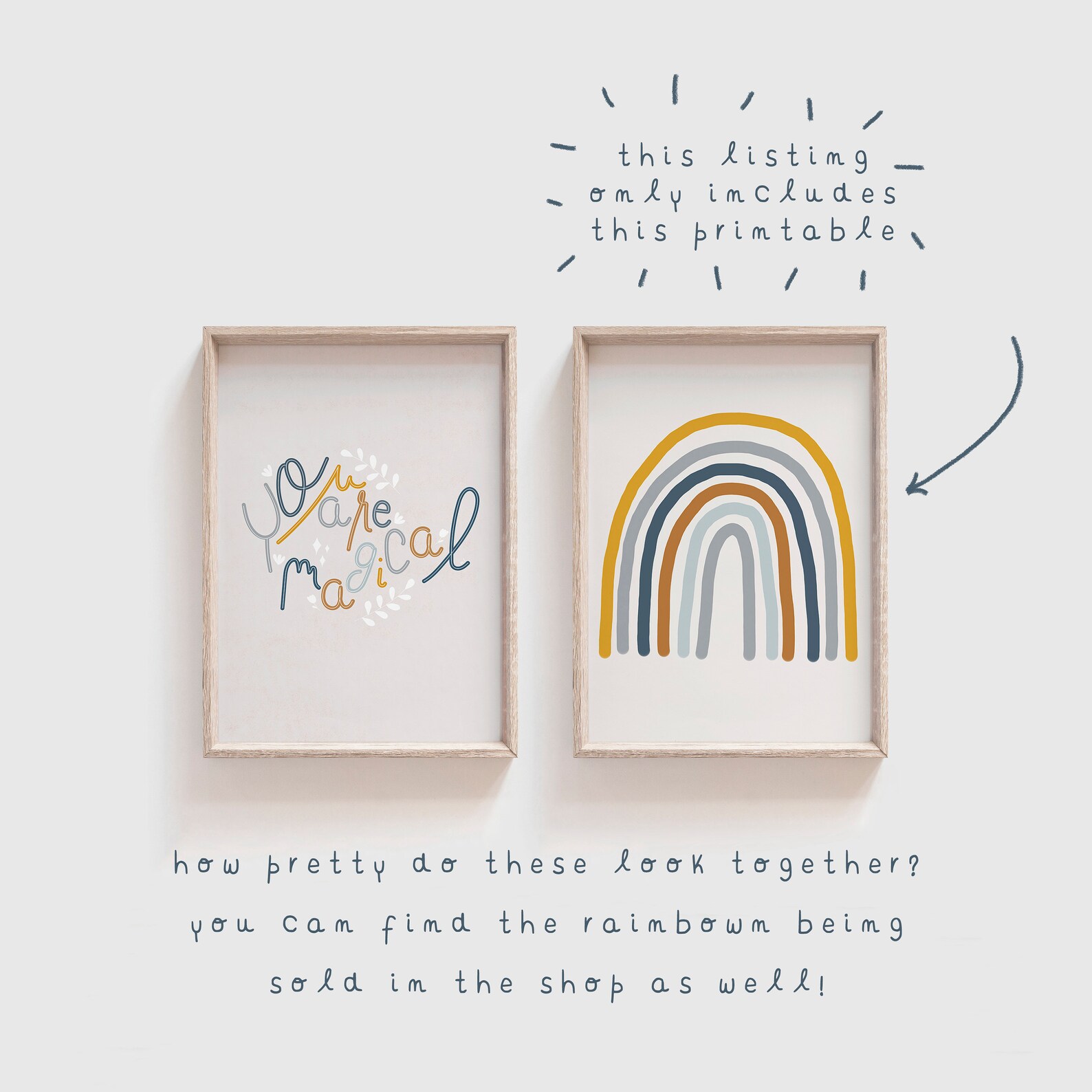 Blue Yellow Rainbow Printable Wall Art Rainbow Nursery Art | Etsy