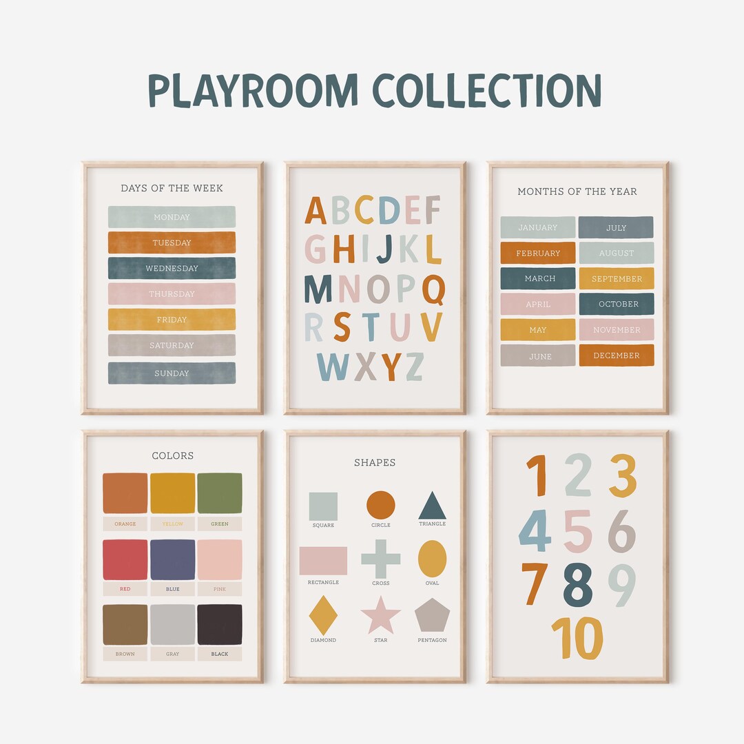 Learning Posters Set, Kids Wall Art, Preschool and Homeschool ...