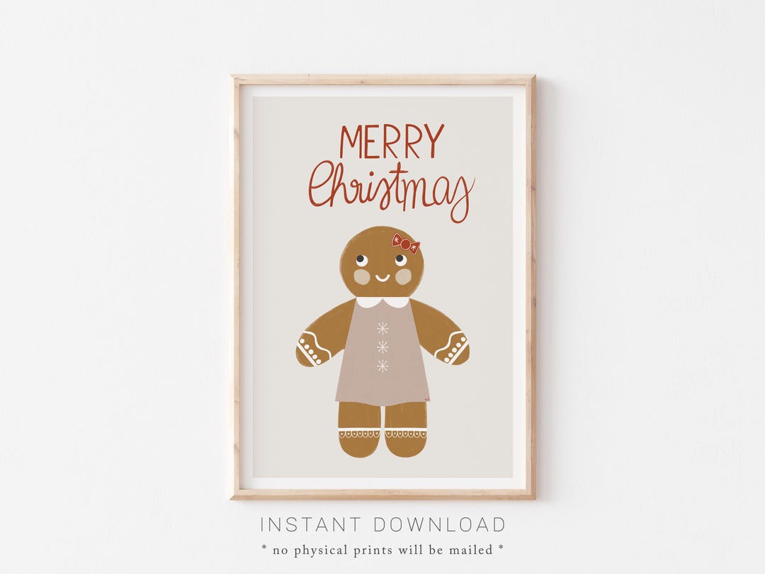 Gingerbread Christmas Printable, Christmas Wall Art, Merry Christmas ...