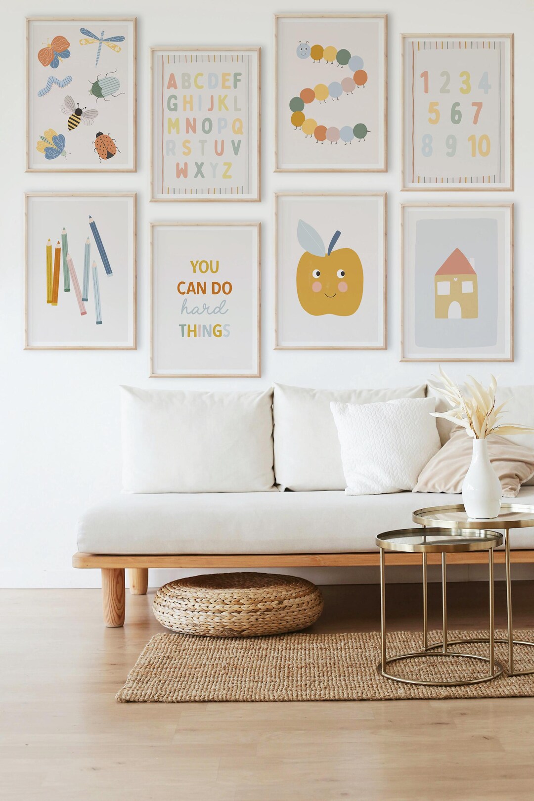 Scandinavian Playroom Wall Art Set of 8 | Colorful Toddler Room Prints ...