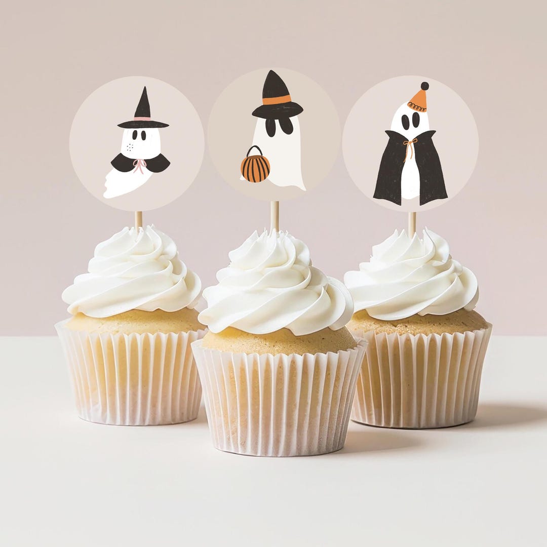 Halloween Cupcake Toppers – Ghost Party Printables, Cute & Spooky Mix ...