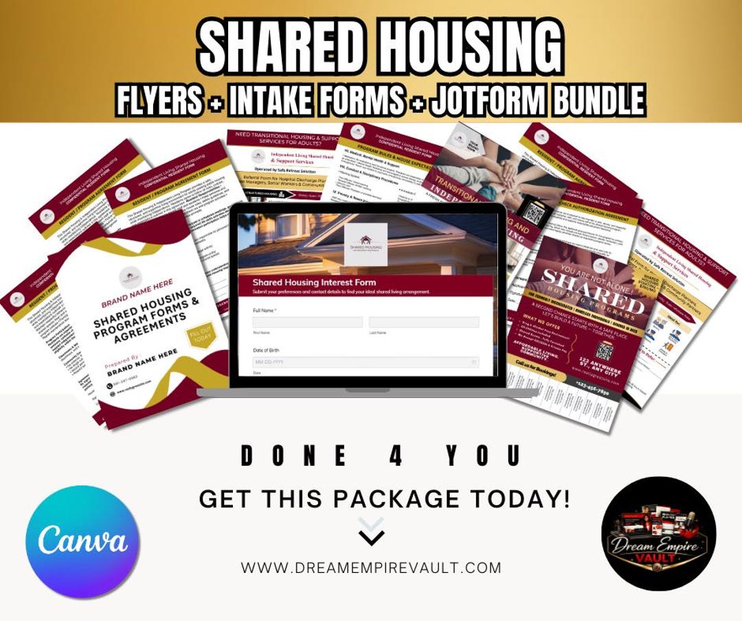 Shared Housing Bundle Canva Template | Transitional Housing Form ...