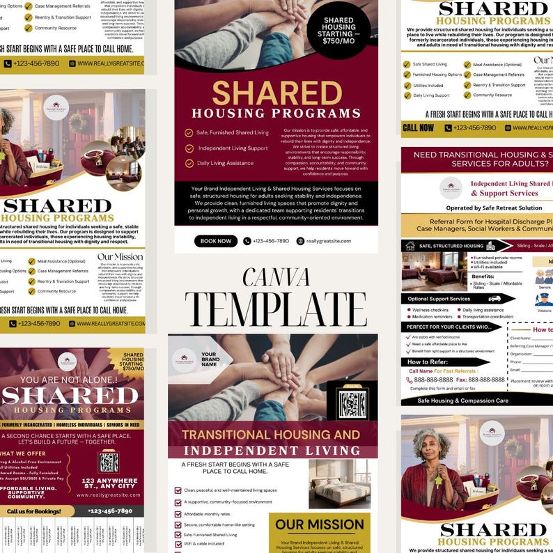 Shared Housing Bundle Canva Template | Transitional Housing Form ...