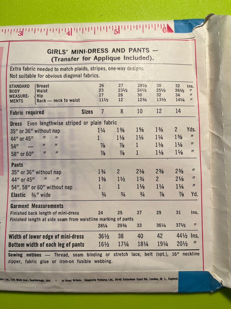 1970 Girls Mini-dress and Pants Simplicity Pattern 9241 - Etsy