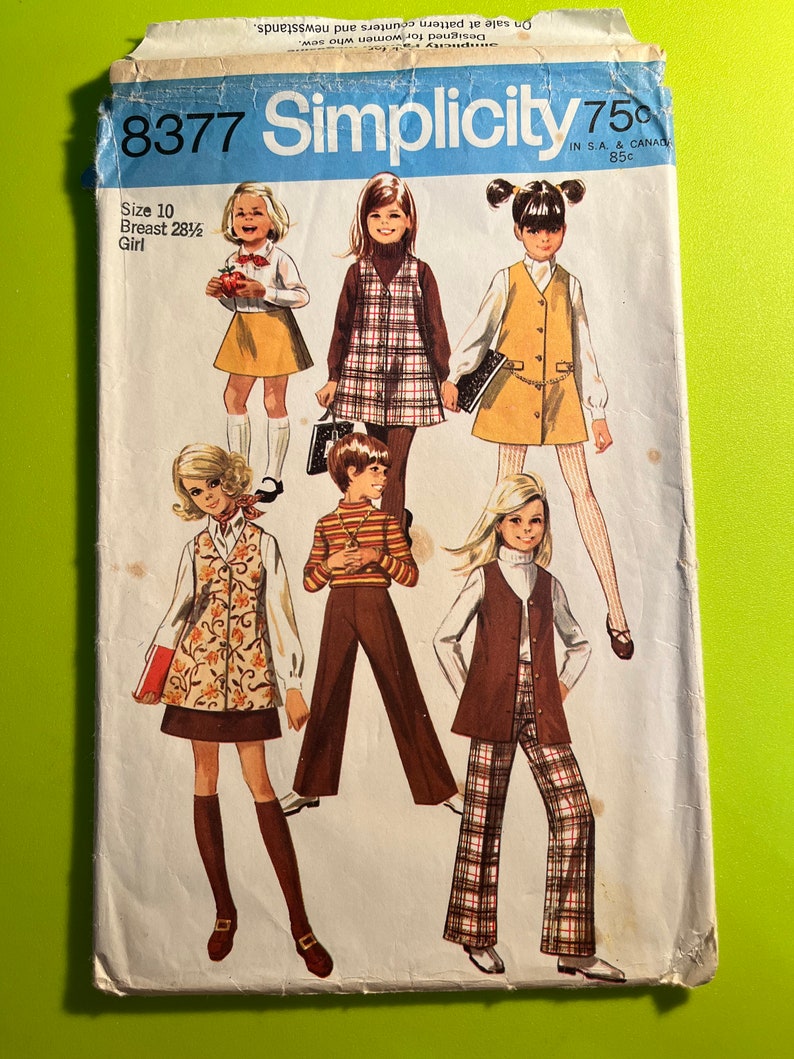 1969 Childs and Girls Jumper or Vest, Skirt and Pants - Simplicity ...