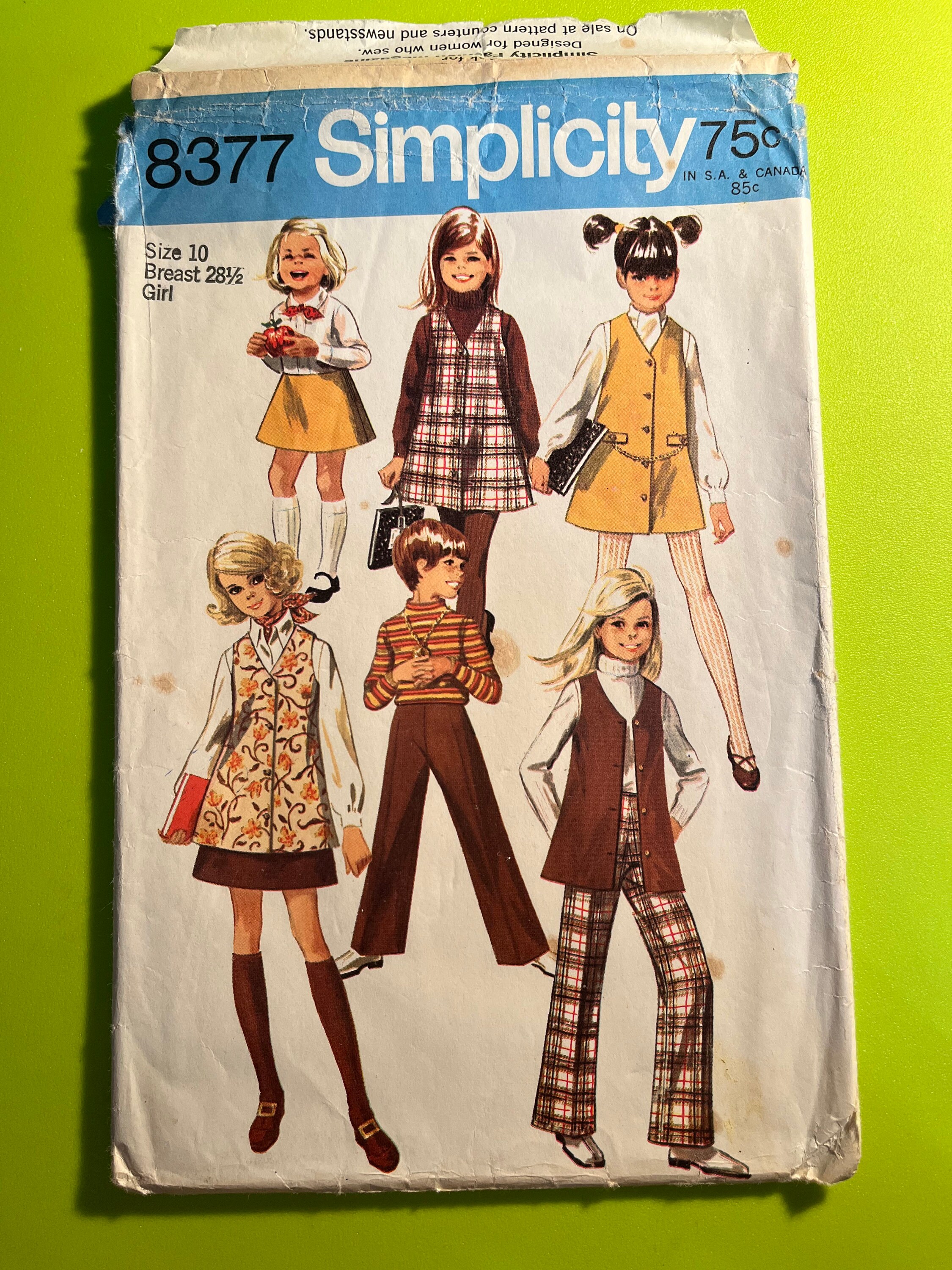 1969 Childs and Girls Jumper or Vest, Skirt and Pants - Simplicity ...