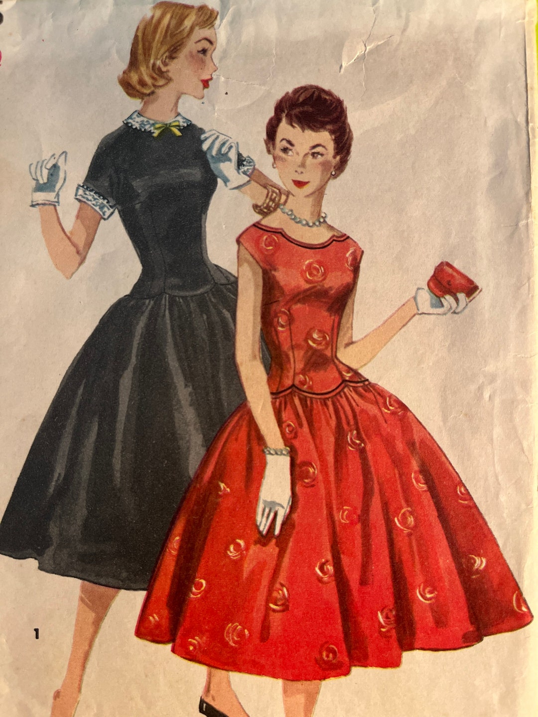 1955 Teen Age One-piece Dress With Detachable Collar and Cuffs ...