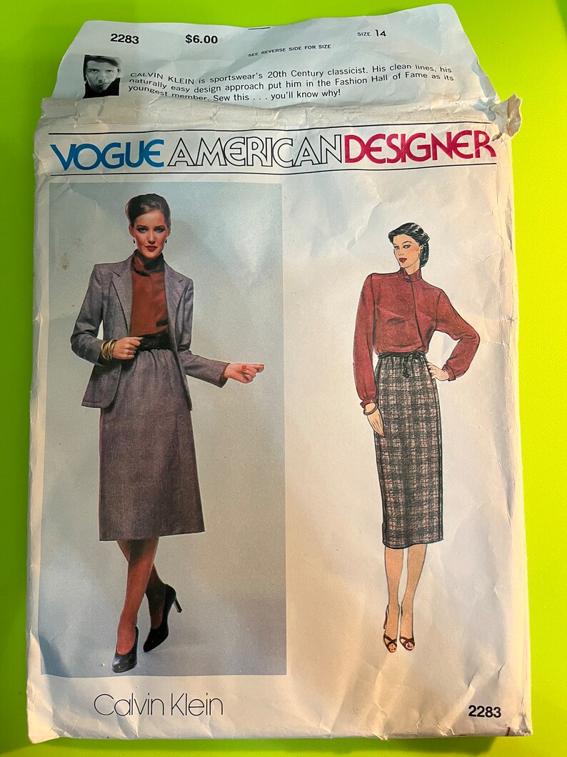 1980s Misses’ Jacket, Skirt and Blouse - Calvin Klein - Vogue Pattern ...