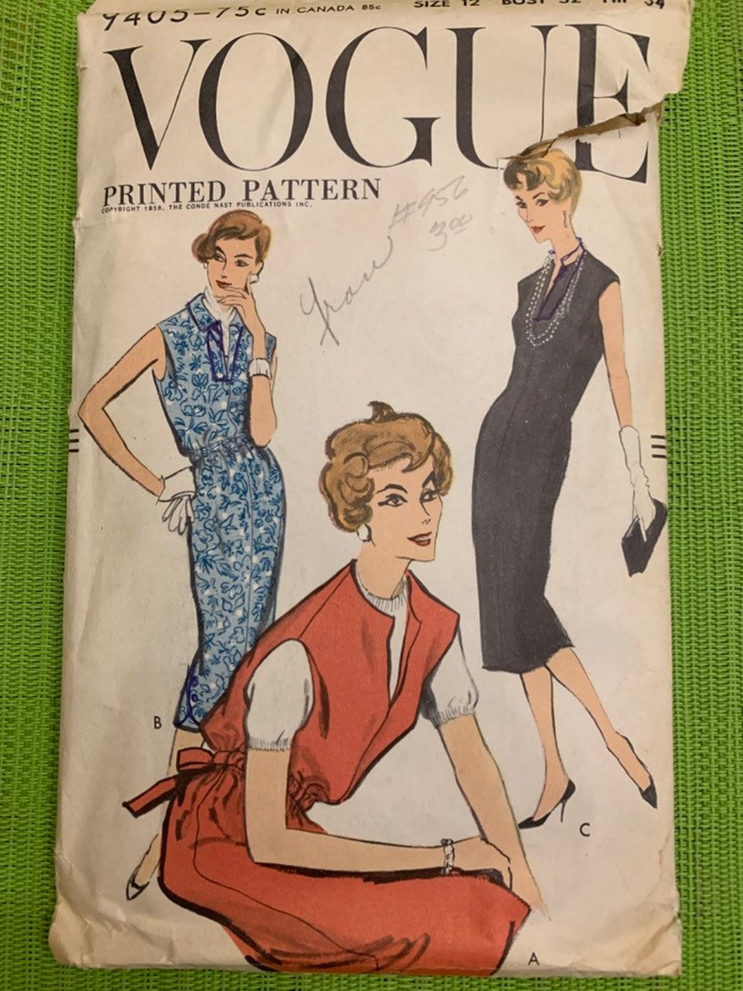 1960s Vogue One Piece Dress or Jumper Dress Pattern 9405 - Etsy