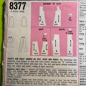 1969 Childs and Girls Jumper or Vest, Skirt and Pants - Simplicity ...