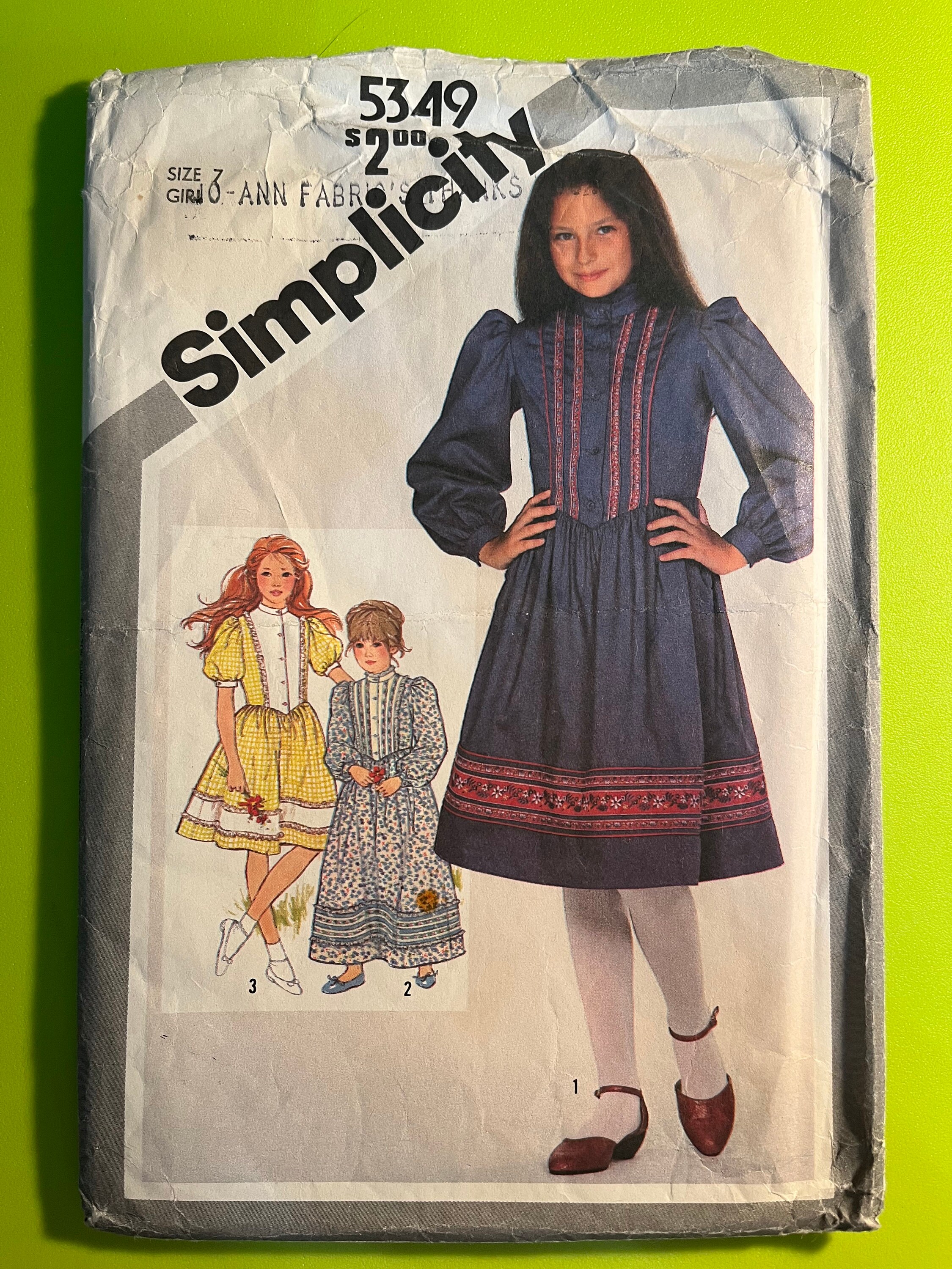 1981 Childs and Girls Pullover Fitted Dress Simplicity Pattern 5349 ...