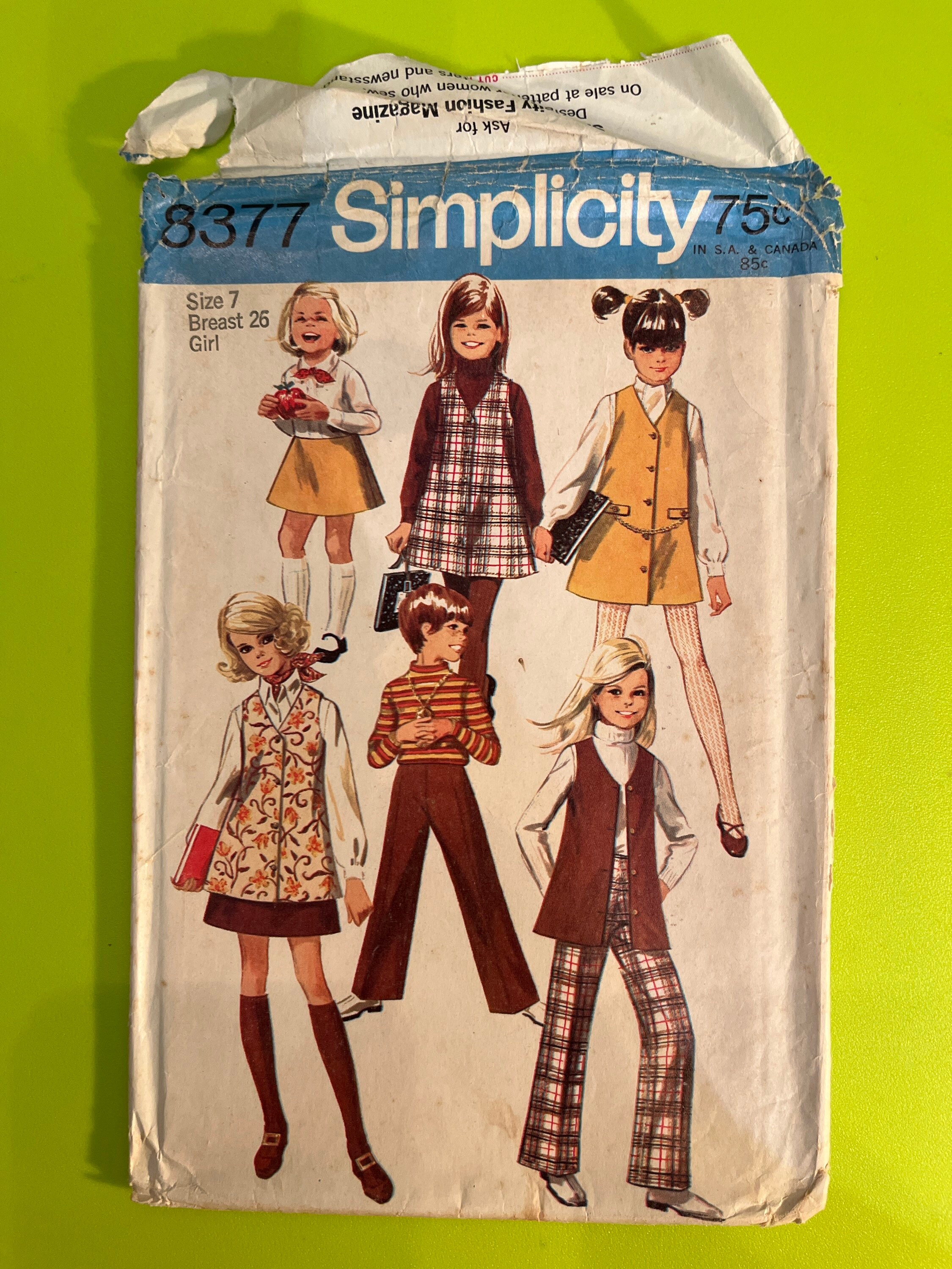 1969 Childs and Girls Jumper or Vest, Skirt and Pants Simplicity ...