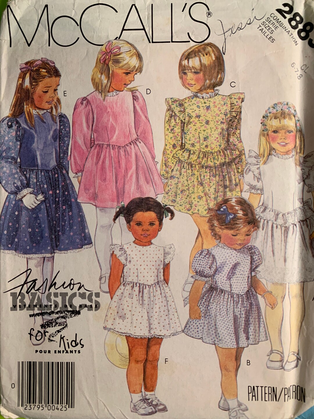 1986 Childrens and Girls Dress Mccalls Pattern 2883 - Etsy