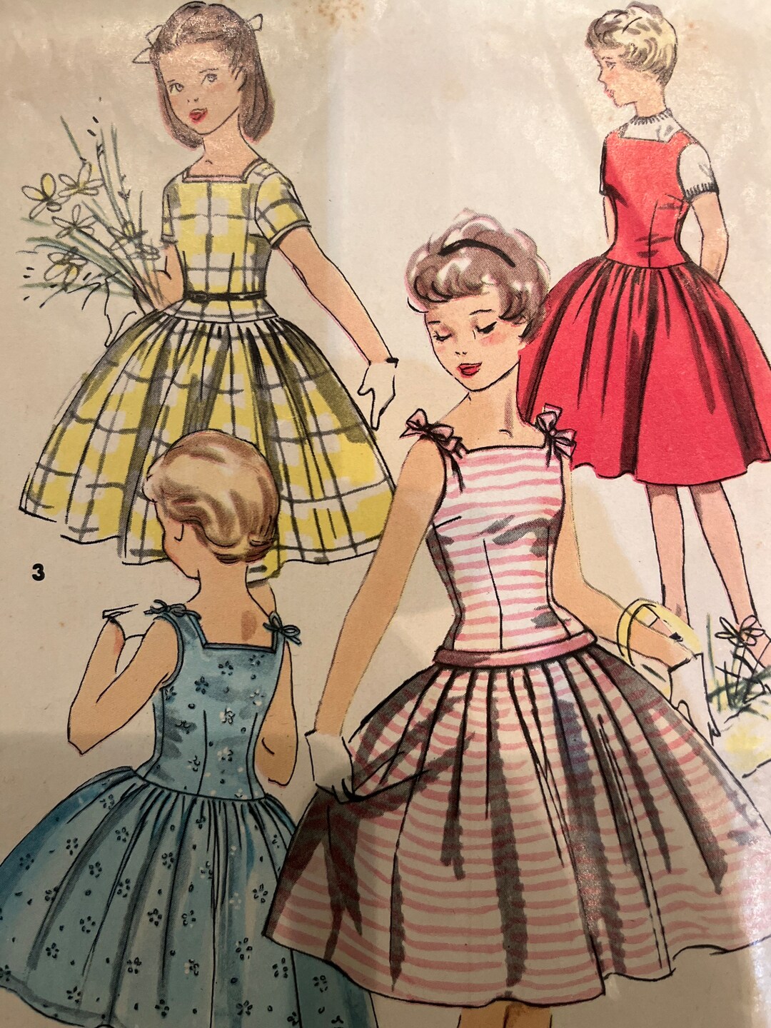 1955 Girl’s One-piece Dress, Sun Dress and Jumper - Simplicity Pattern ...