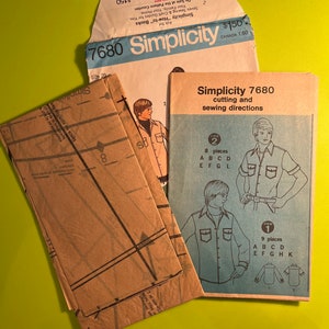 1976 Teen or Boys’ Shirt - Simplicity Pattern 7680 -size 20 - Etsy