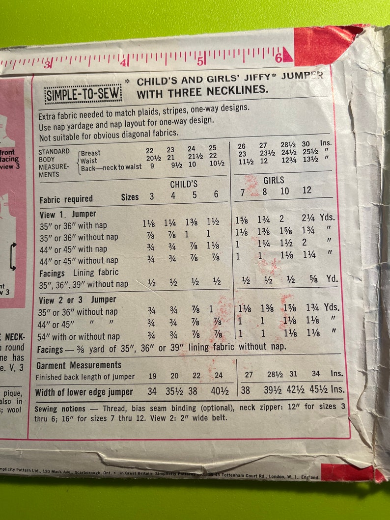 1969 Childs and Girls Jiffy Jumper - Simplicity Pattern 8372 - Size 10 ...