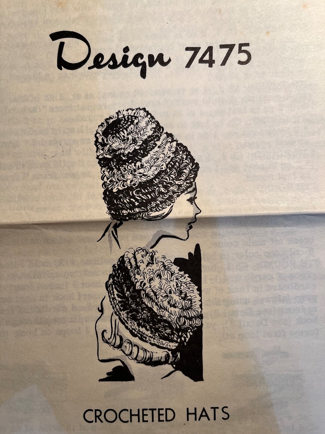 Crochets Hats - Vintage Mail Order Pattern- Design 7475 - Etsy
