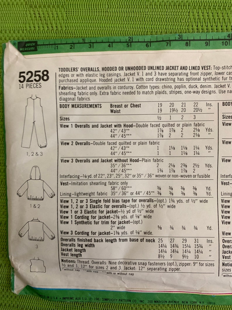 1981 Toddlers Overalls, Hooded or Unlined Jacket and Lined Vest ...