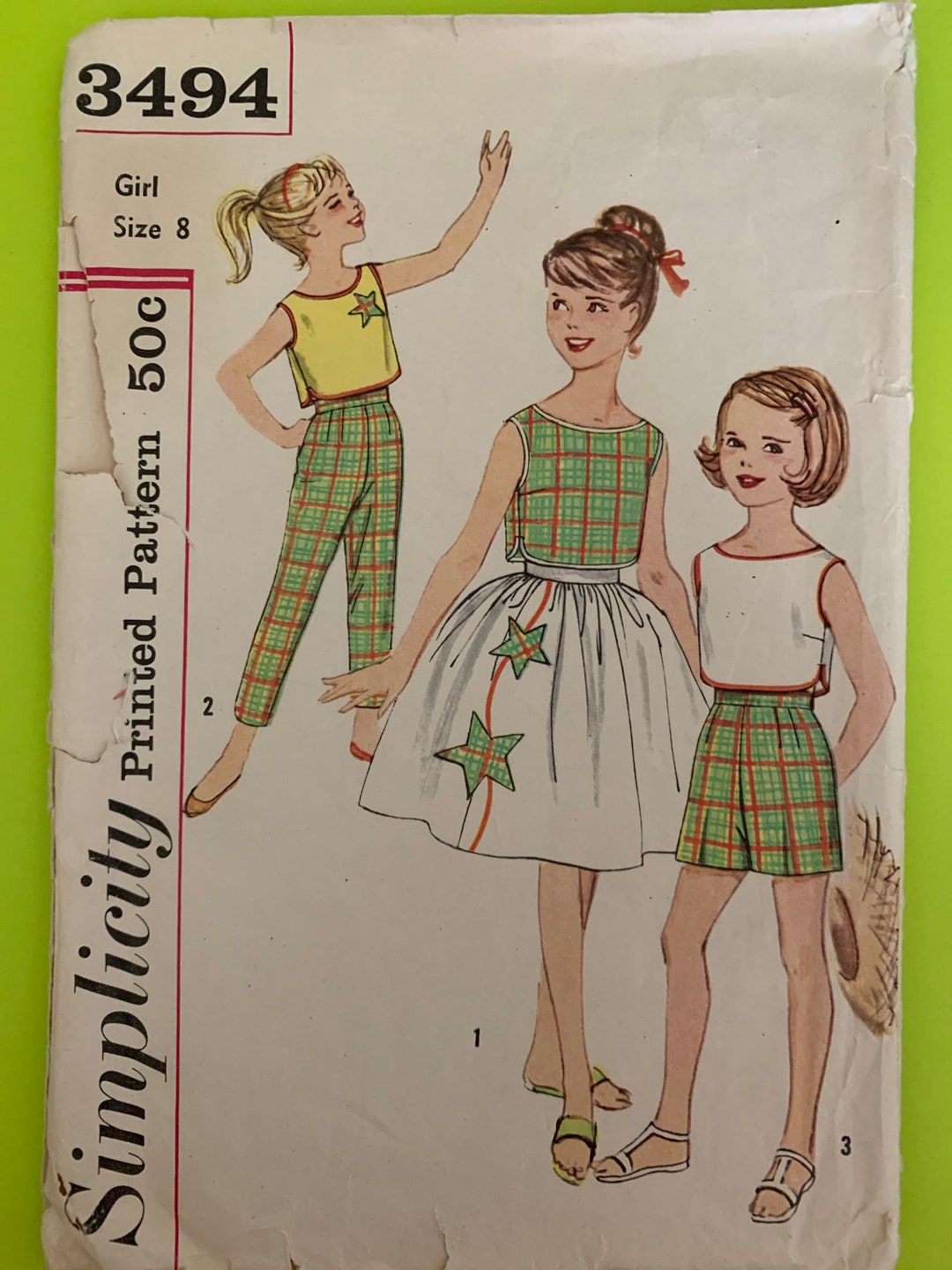 1960 Girls Top, Skirt and Pants - Simplicity Pattern 3494 - Etsy