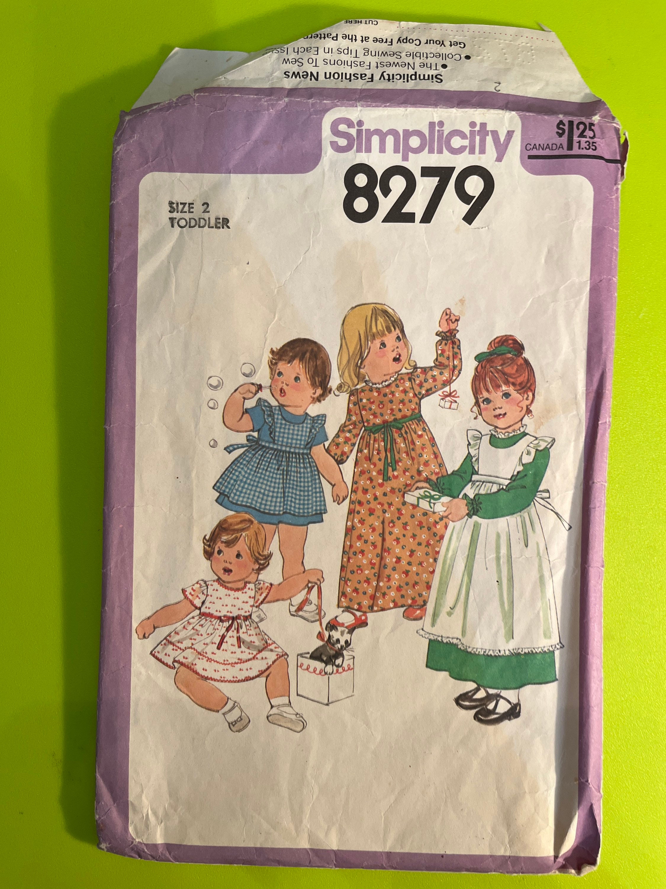 1977 Toddlers Dress and Pinafore Simplicity Pattern 8279 - Etsy