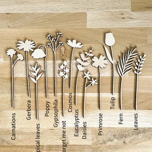 Mini Individual Wooden Flower Stems - Unfinished - Paint Your Own - Etsy