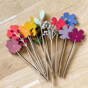 Mini Individual Wooden Flower Stems - Hand Painted Floral Bouquet - Etsy