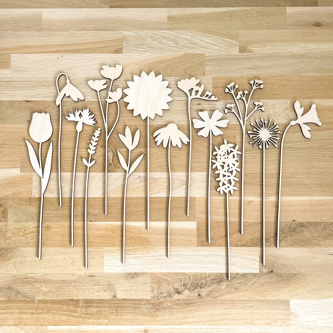 Large Individual Wooden Flower Stems - Unfinished - Paint Your Own - Etsy