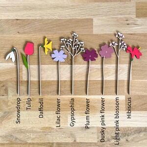 Mini Individual Wooden Flower Stems - Hand Painted Floral Bouquet - Etsy