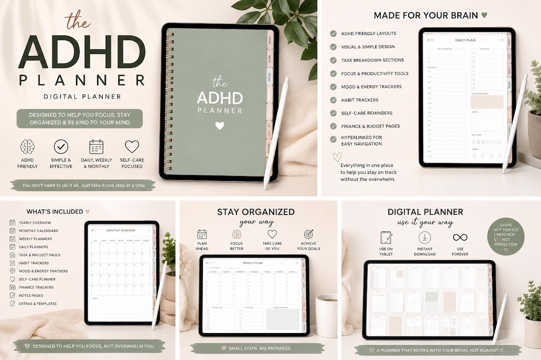 ADHD Digital Planner | Neurodivergent Productivity PDF (instant ...
