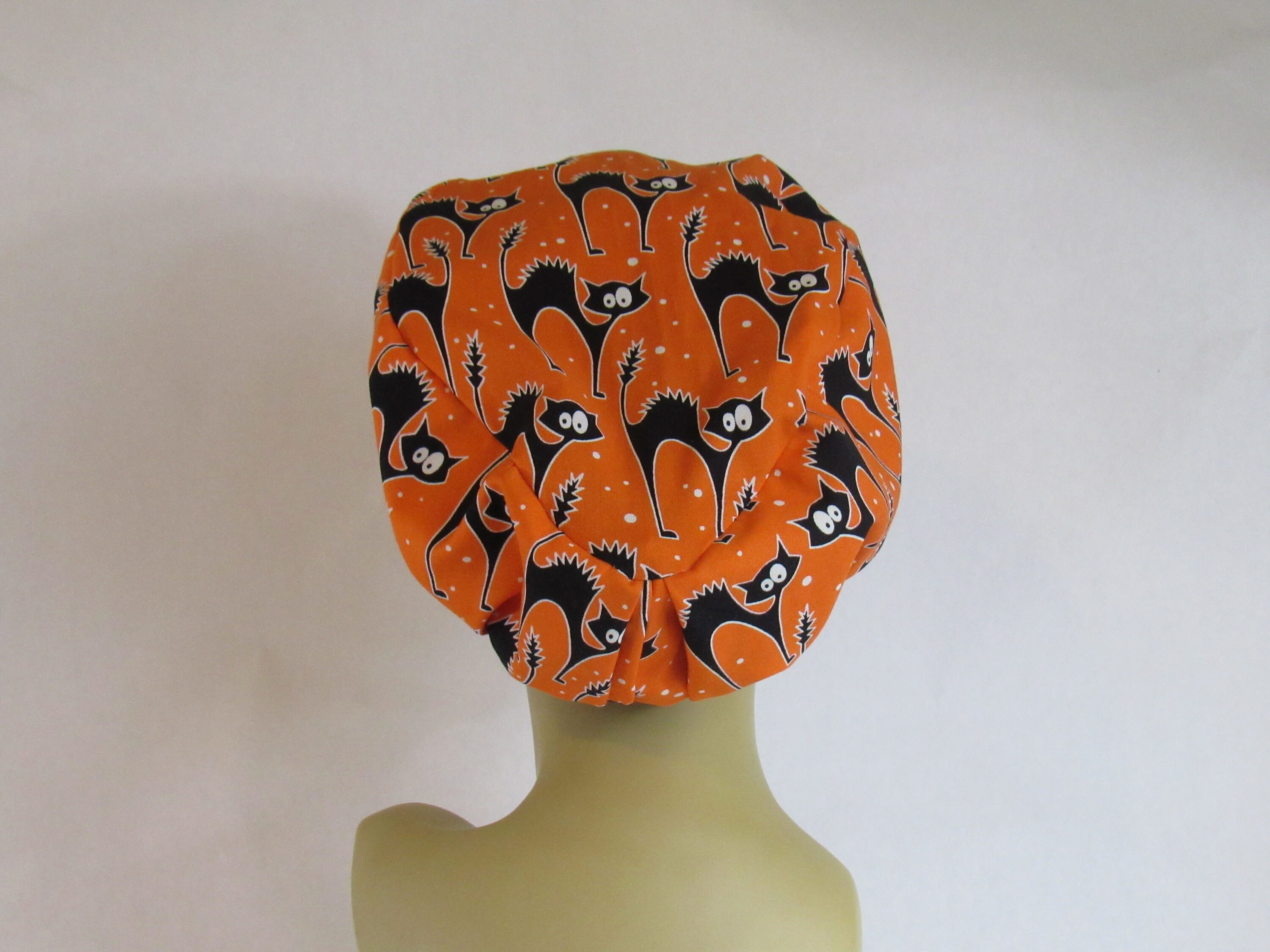 Halloween Orange Scaredy Cat Women Scrub Hat Surgical Cap | Etsy