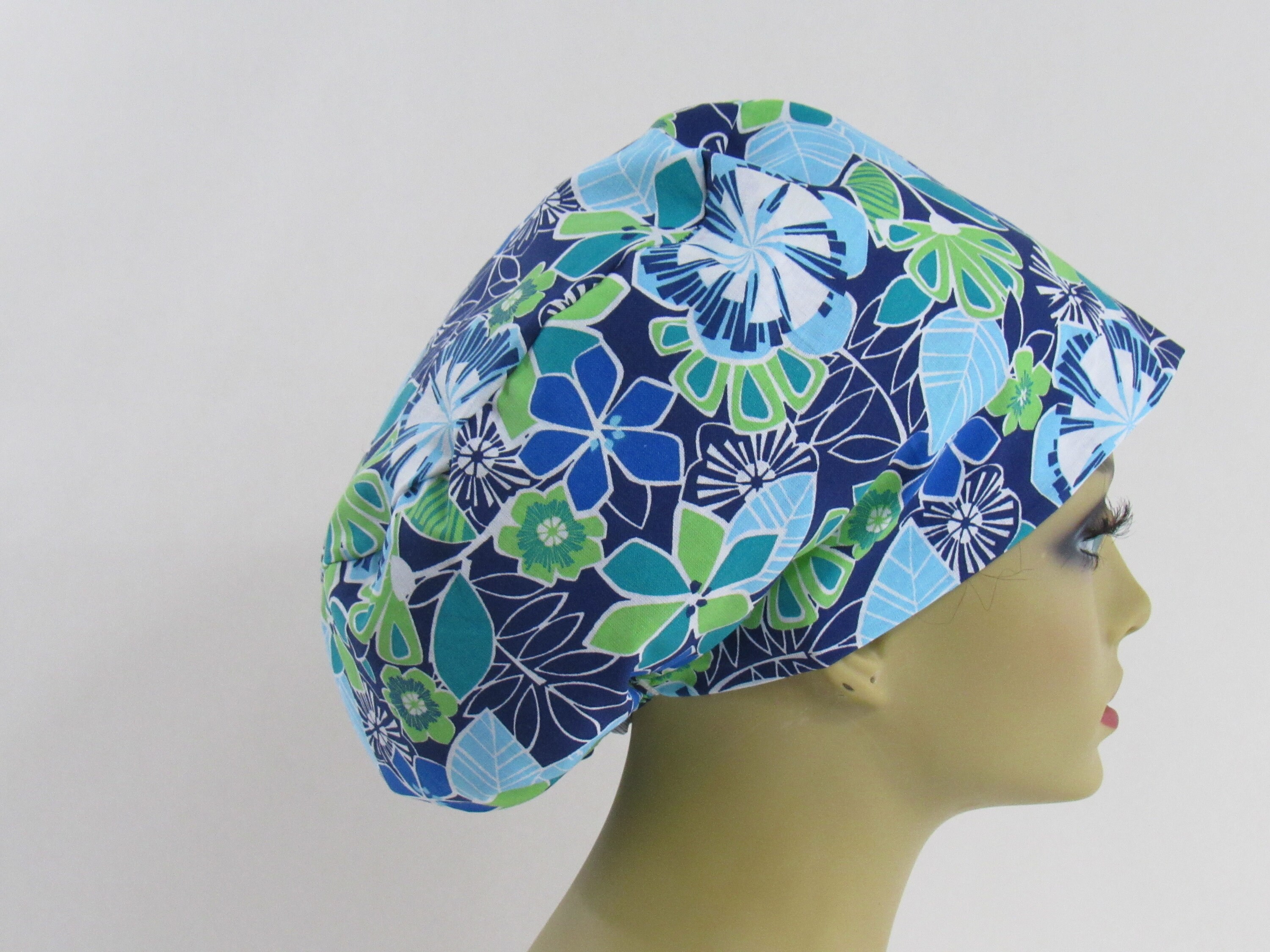 Blue Green Floral Women Scrub Hat Surgical Cap Scrub Hat - Etsy UK