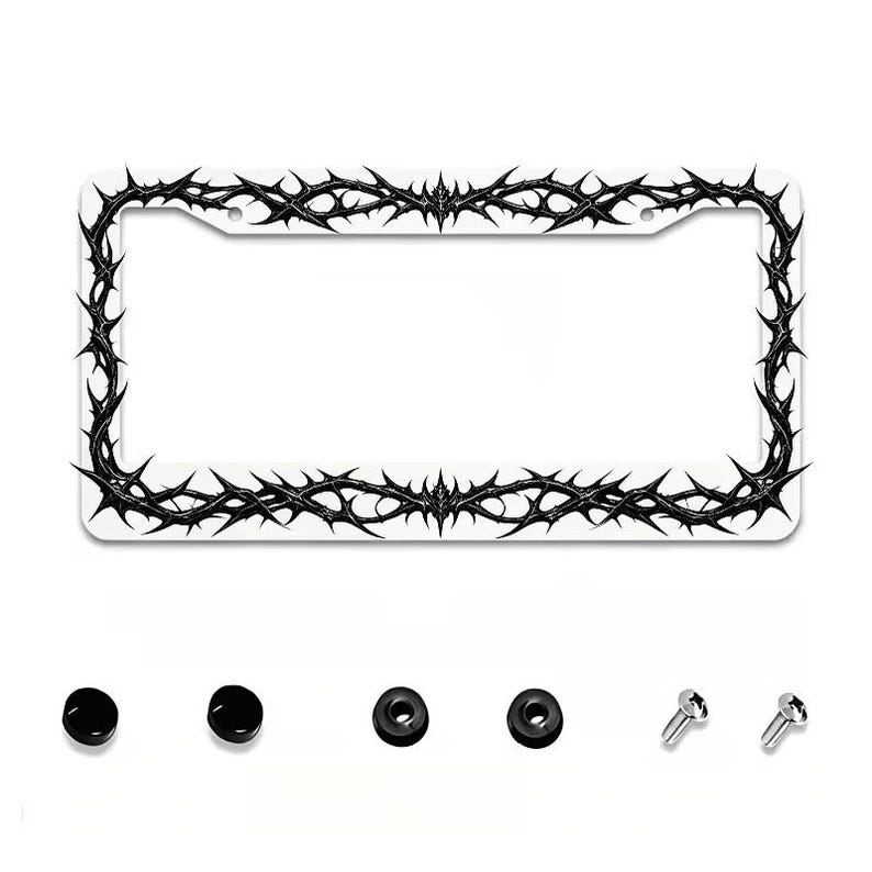 Thorny Vine License Plate Frame, Gothic Floral Car Accessory, Dark ...