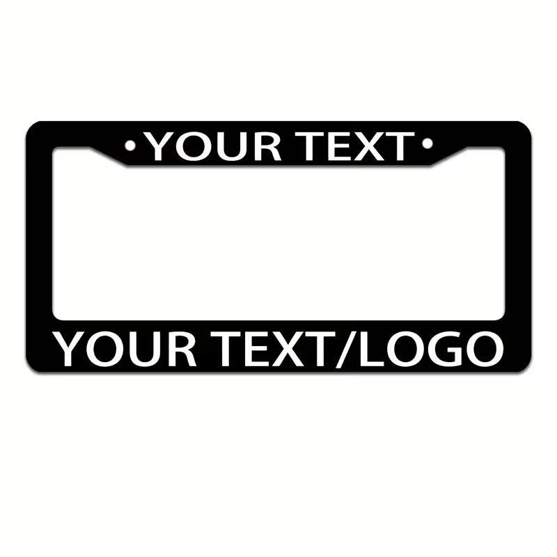 Custom Black License Plate Frame, Personalized Text or Logo, Minimalist ...