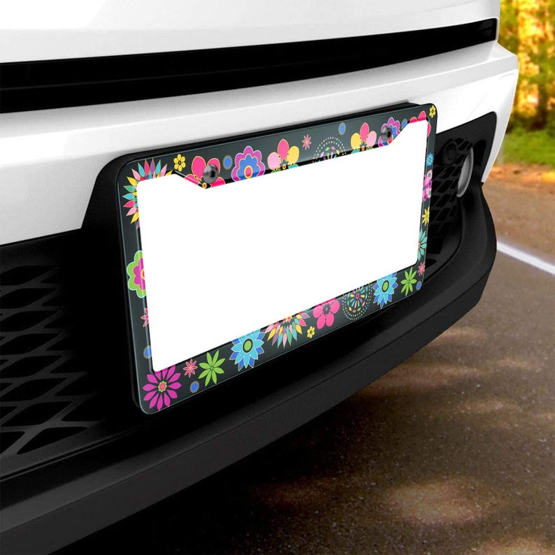 Purple Black Lightning License Plate Frame, Electric Storm Car Frame ...