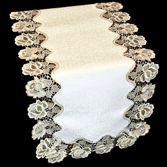 ON Sale-elegant French Rose Lace 16 X 70 Runner | Etsy