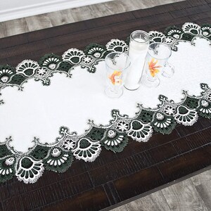 Hunter Green European Lace Table Runner Dresser Scarf Coffee Table ...