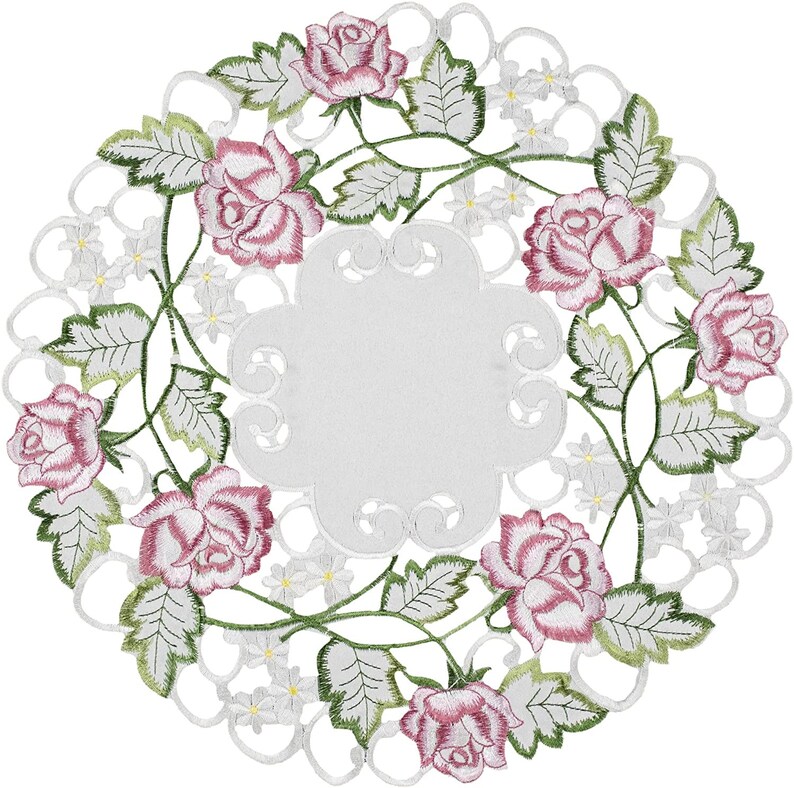 Embroidered Bright Pink Victorian Roses on Ivory Fabric - Etsy