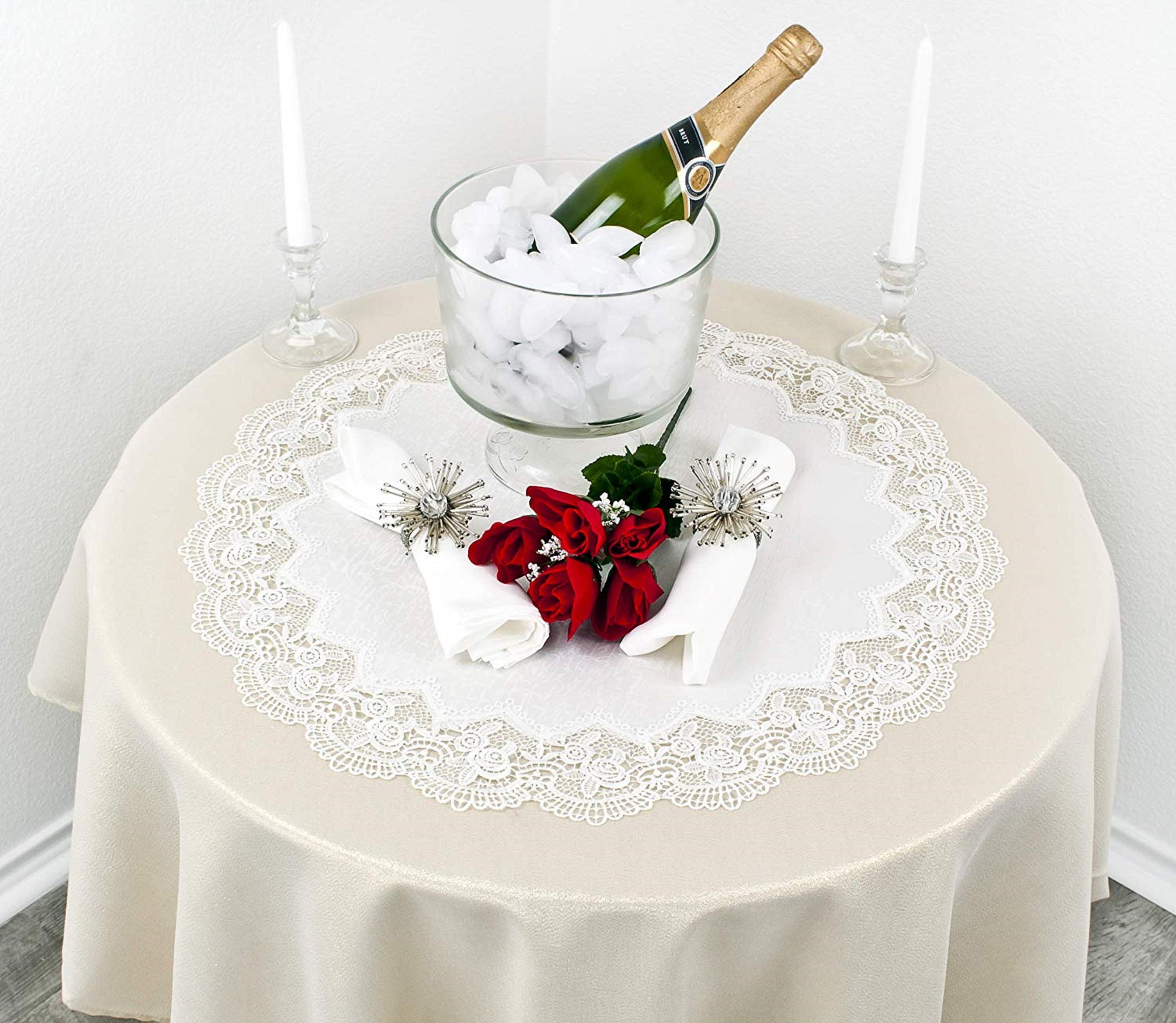 Elegant Royal Wedding Lace Rose on White Jacquard Table Linen | Etsy