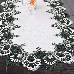Hunter Green European Lace Table Runner Dresser Scarf Coffee Table ...