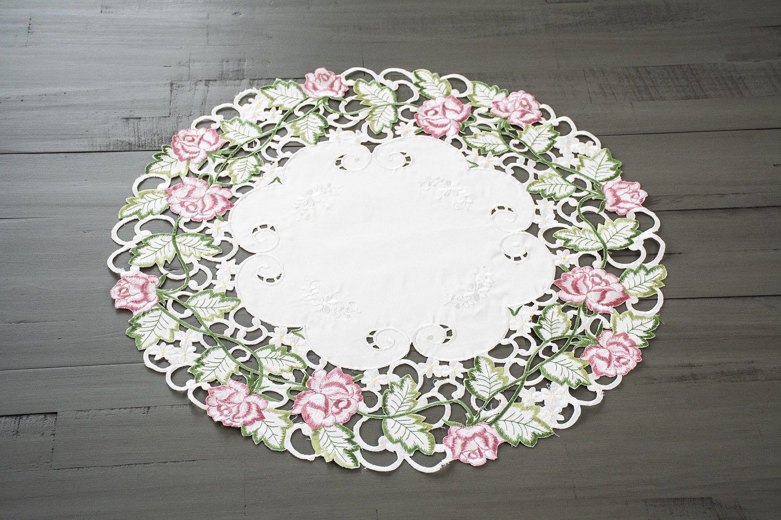 Embroidered Bright Pink Victorian Roses on Ivory Fabric - Etsy